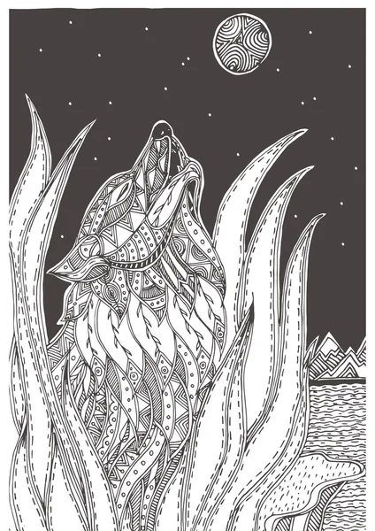 Hand-drawn wolf — Stock Vector © Moskoviya #115999364