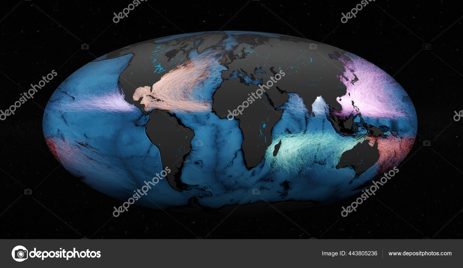 Graphic Representation Map Activity World's Major Ocean Tropical ...