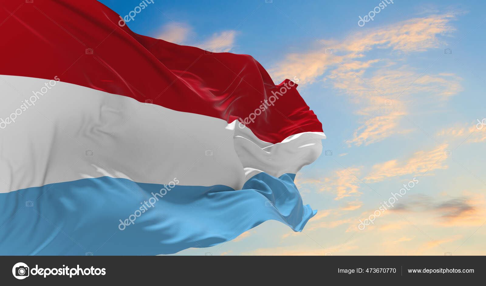 Large Luxembourg Flag Waving Wind — Stock Photo © Mermolenko #473670770
