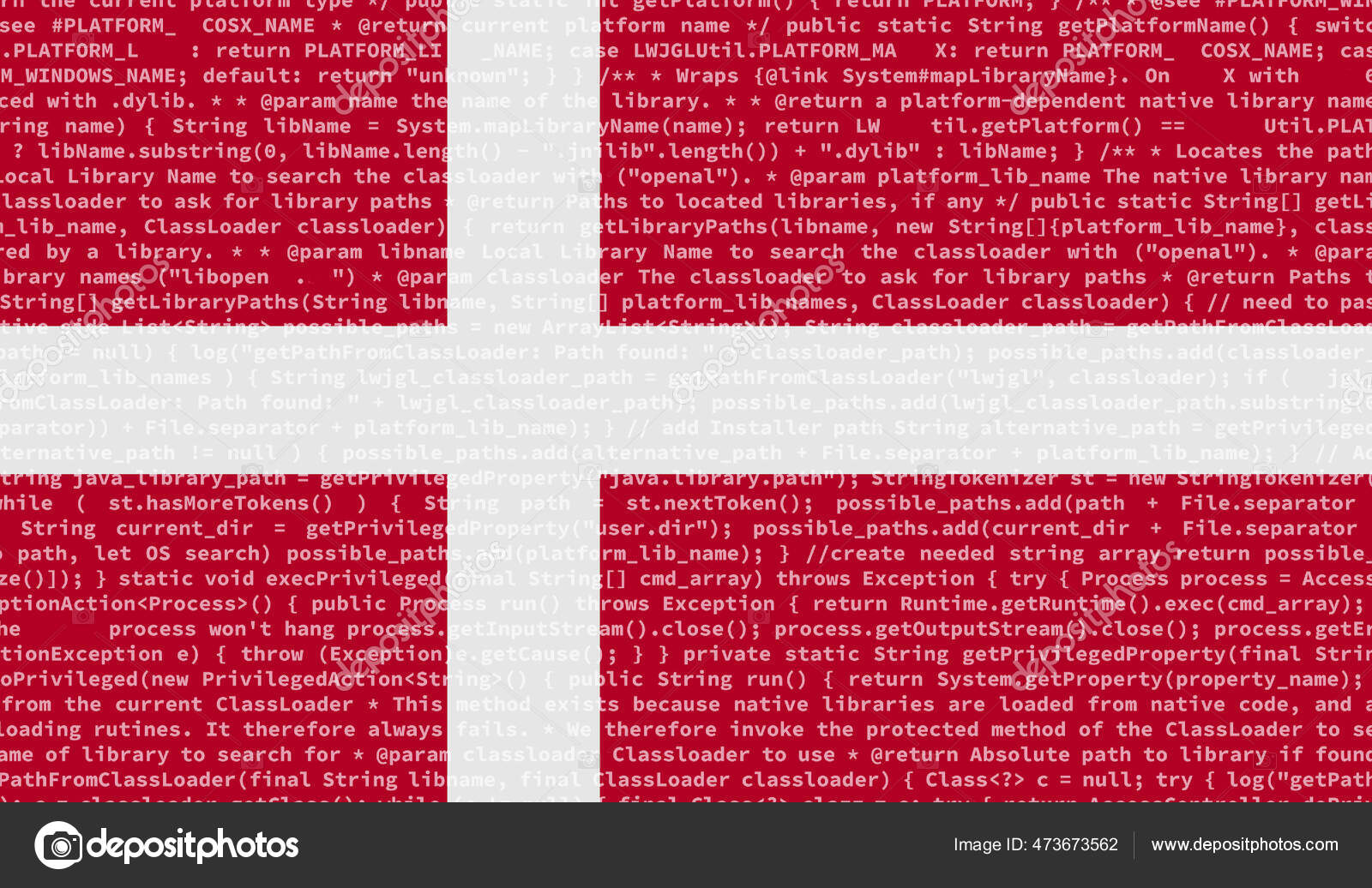 Flag Denmark Depicted Screen Program Code Concept Modern Technology ...