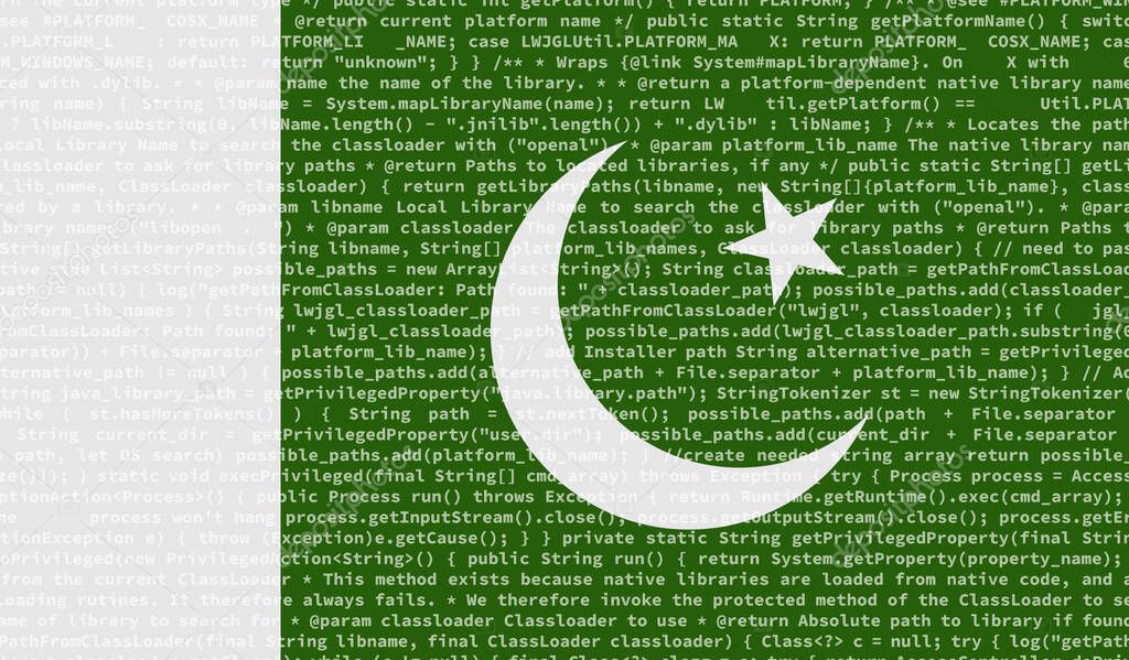 bandera de Pakistán se representa en la pantalla con el código del ...