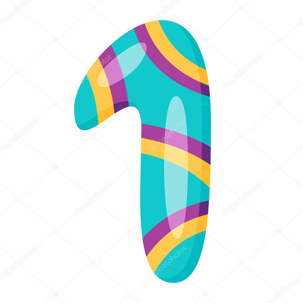 Número uno. Dibujos animados de colores número 1 para niños. Plantilla ...