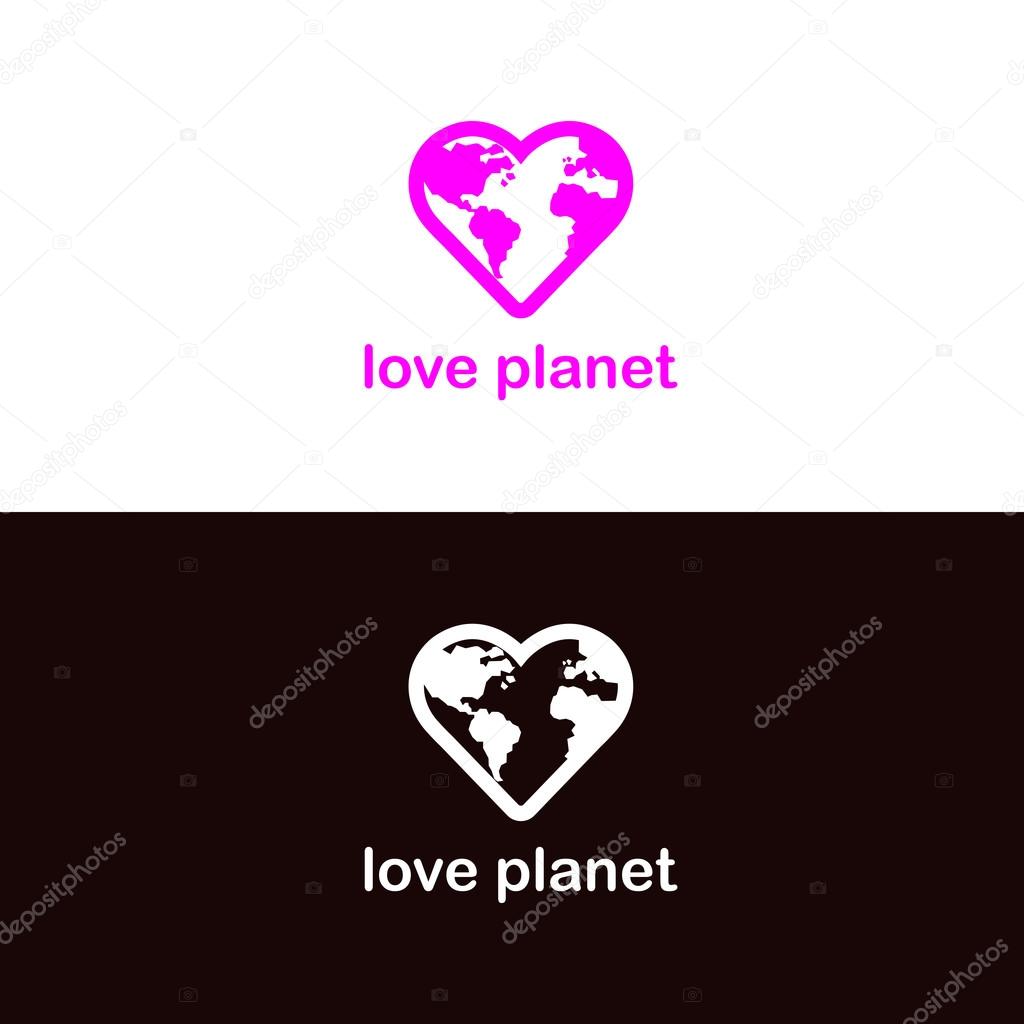 Download - Minimalistic Planet Earth in hearth sign — Stock Illustration