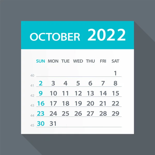 Calendario octubre 2022 Imágenes Vectoriales, Gráfico Vectorial de ...