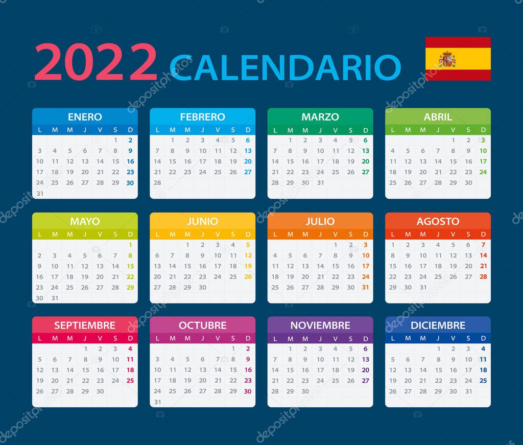 Plantilla vectorial del calendario 2022 - Versión en español 2023