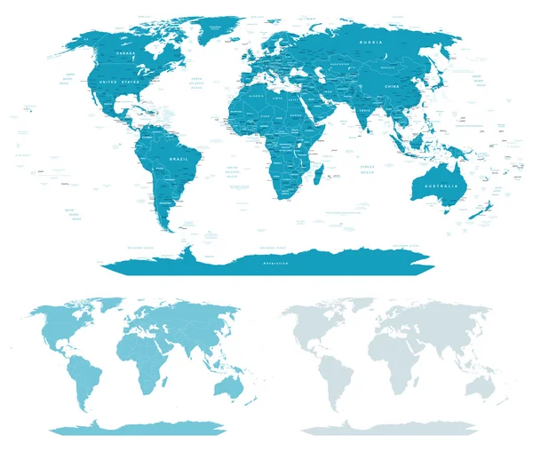 Blue World Map Borders Countries And Cities Illustration 2,300+ World