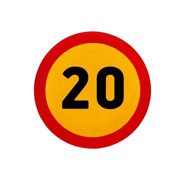 Yellow round speed limit 100 road sign — Stock Photo © Bennian #103755086