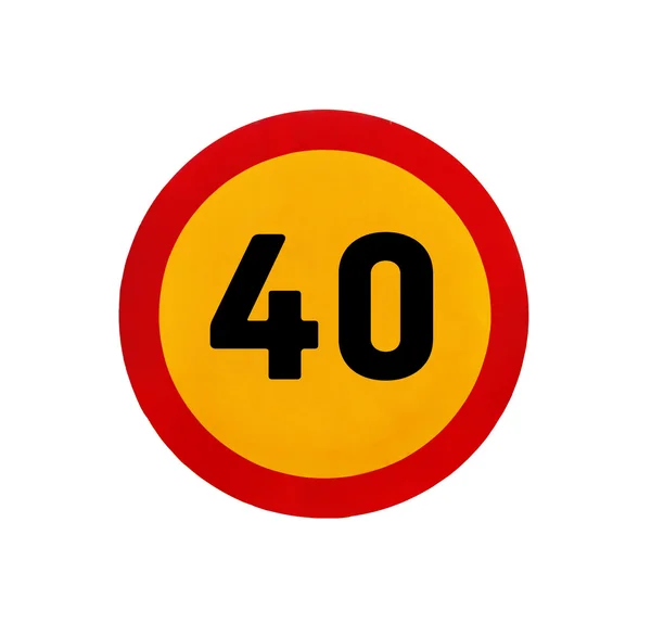 Yellow round speed limit 20 road sign — Stock Photo © Bennian #103726412