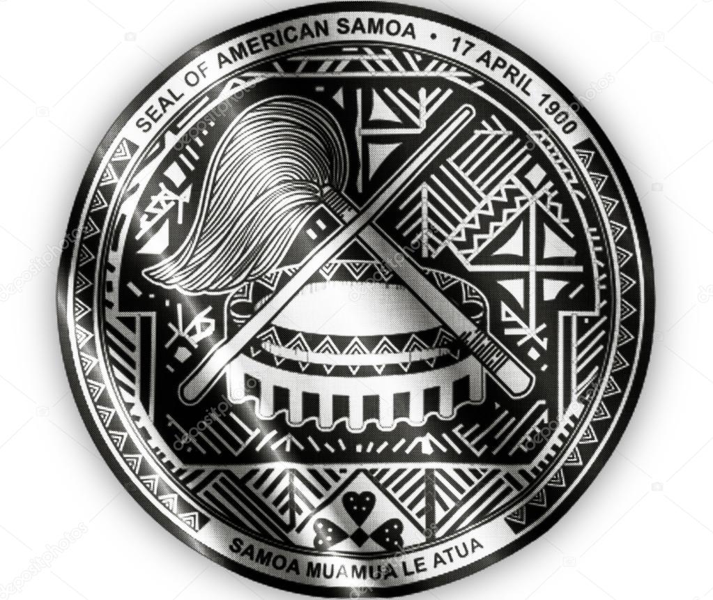 American Samoa seal waving flag close — Stock Photo © Bennian #109862530