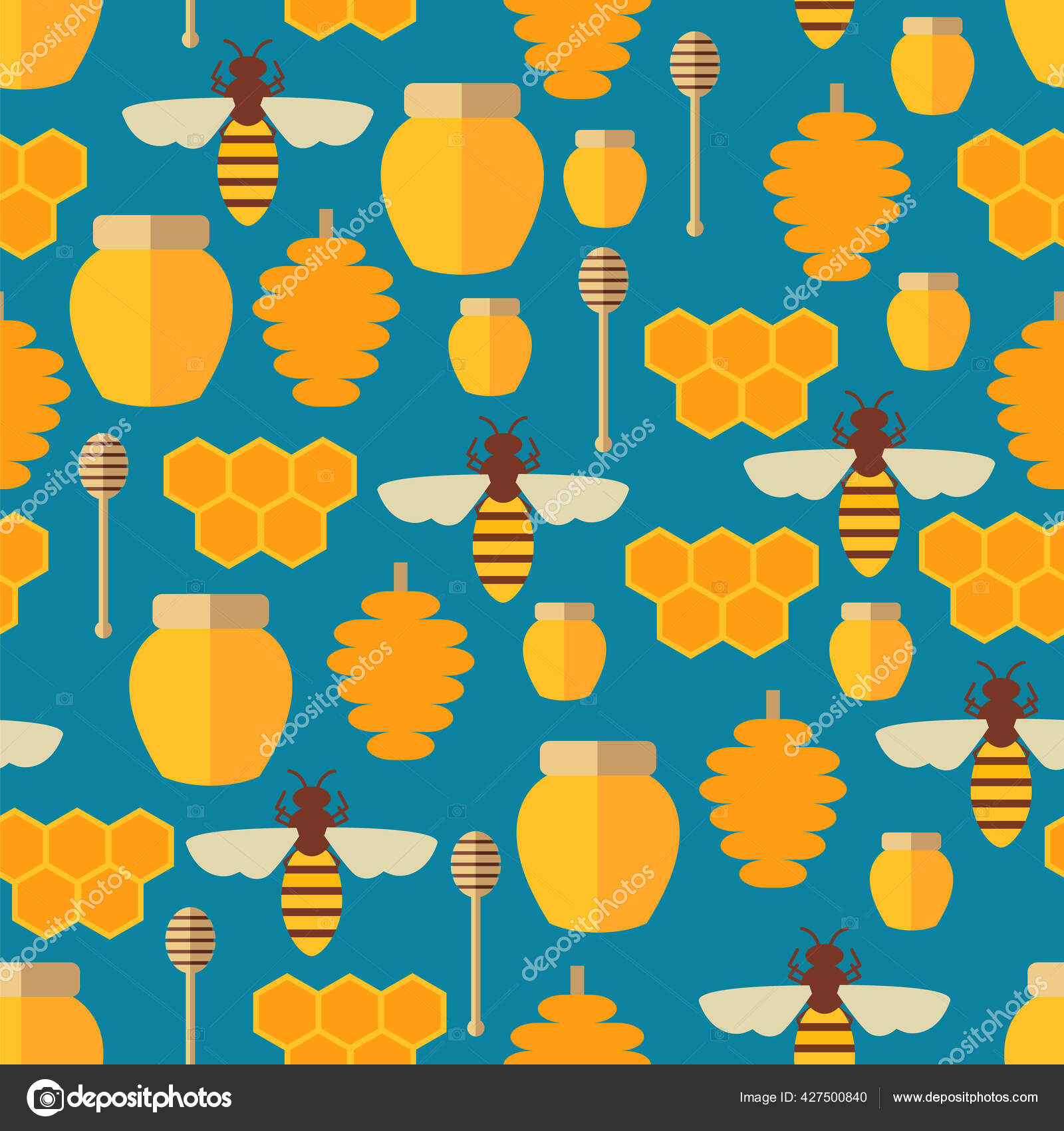 Vector Seamless Pattern Honey Bees Stock Vector Image by ©Ksenica ... Vector Seamless Pattern Honey Bees Stock Vector Image by ©Ksenica ...