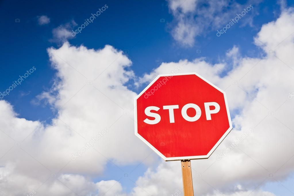 Stop sign on sky background — Stock Photo © mauro.grigollo #79275300
