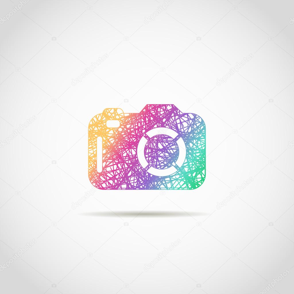 Color camera painted by lines. logo sign — Stock Vector © igoror #105359614