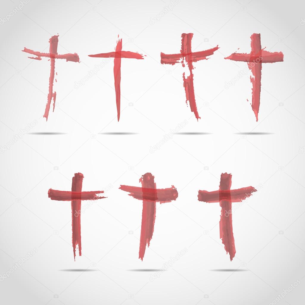 Big set of red crosses painted brushes Stock Vector Image by ©igoror ...