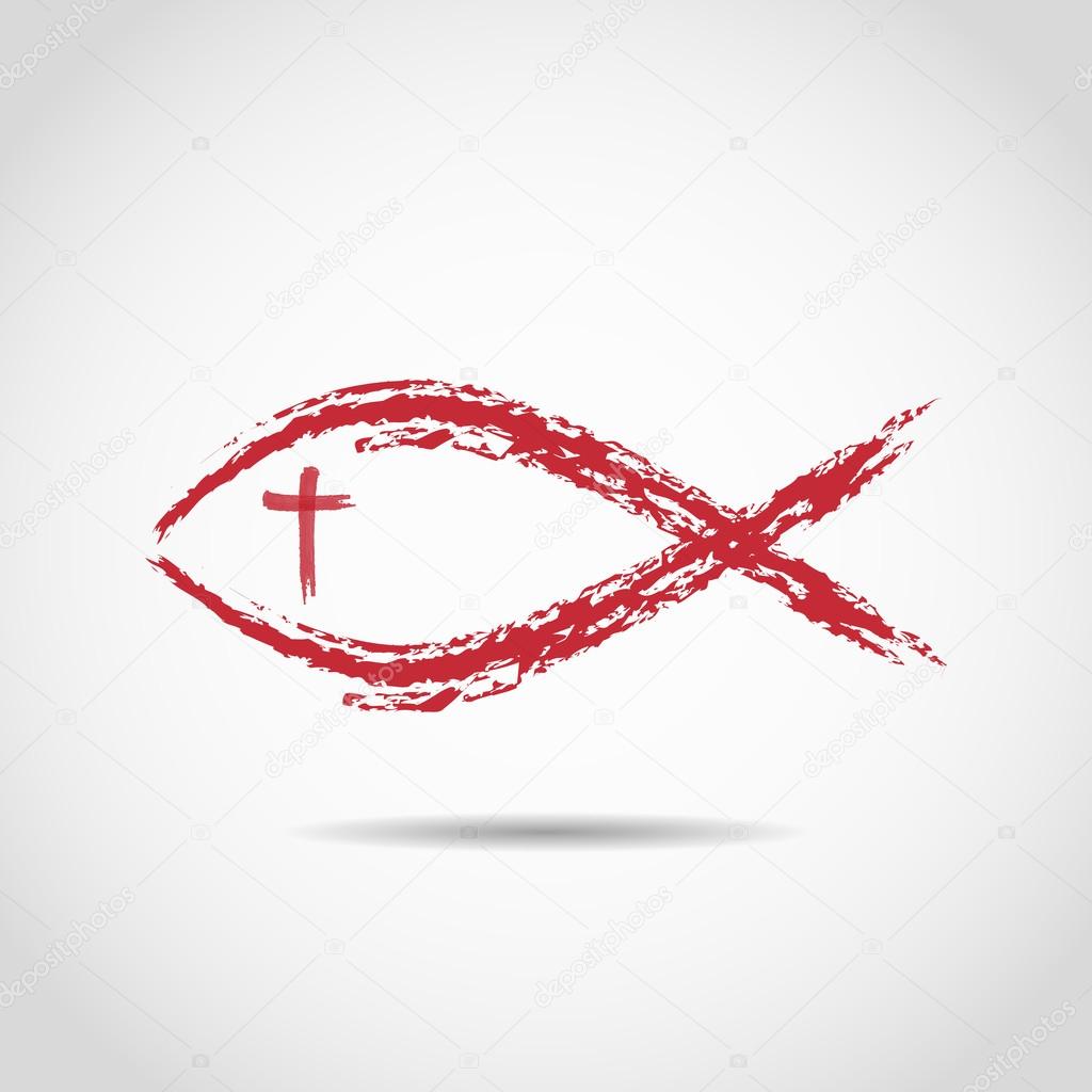 Red Christian Fish Symbol