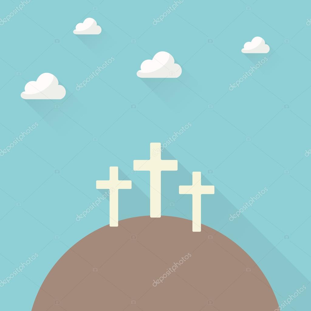 Tres cruces en una colina en estilo plano Vector de stock #108524260 de ...
