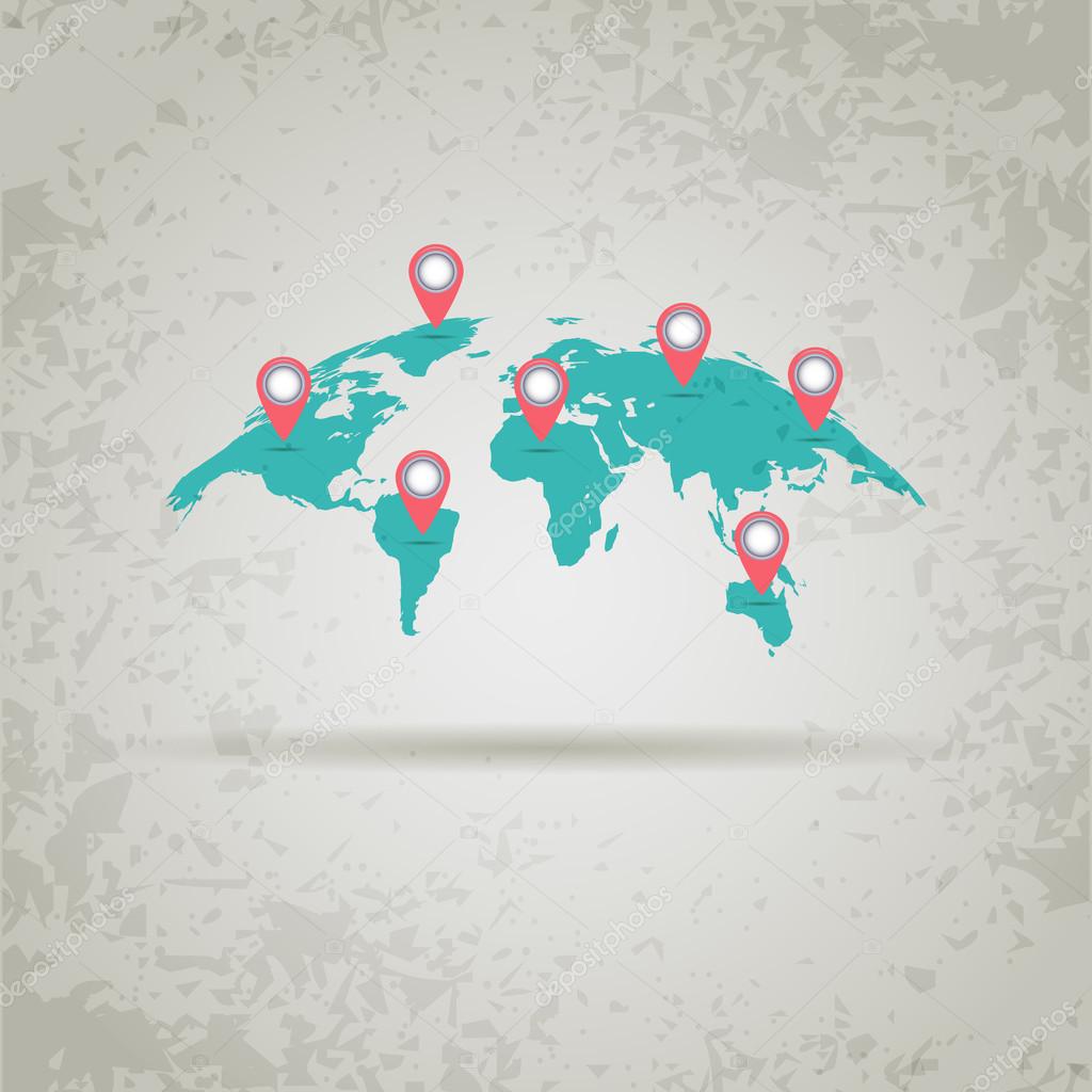 Curved world map with earth marker Stock Vector Image by ©igoror #84332460