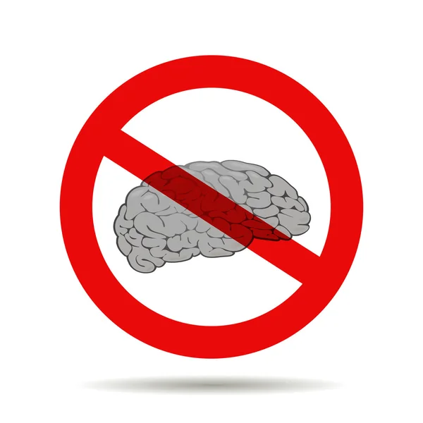 Brain Vector Icon Stop Thinking Red Prohibited Sign Stock Vector Image ...