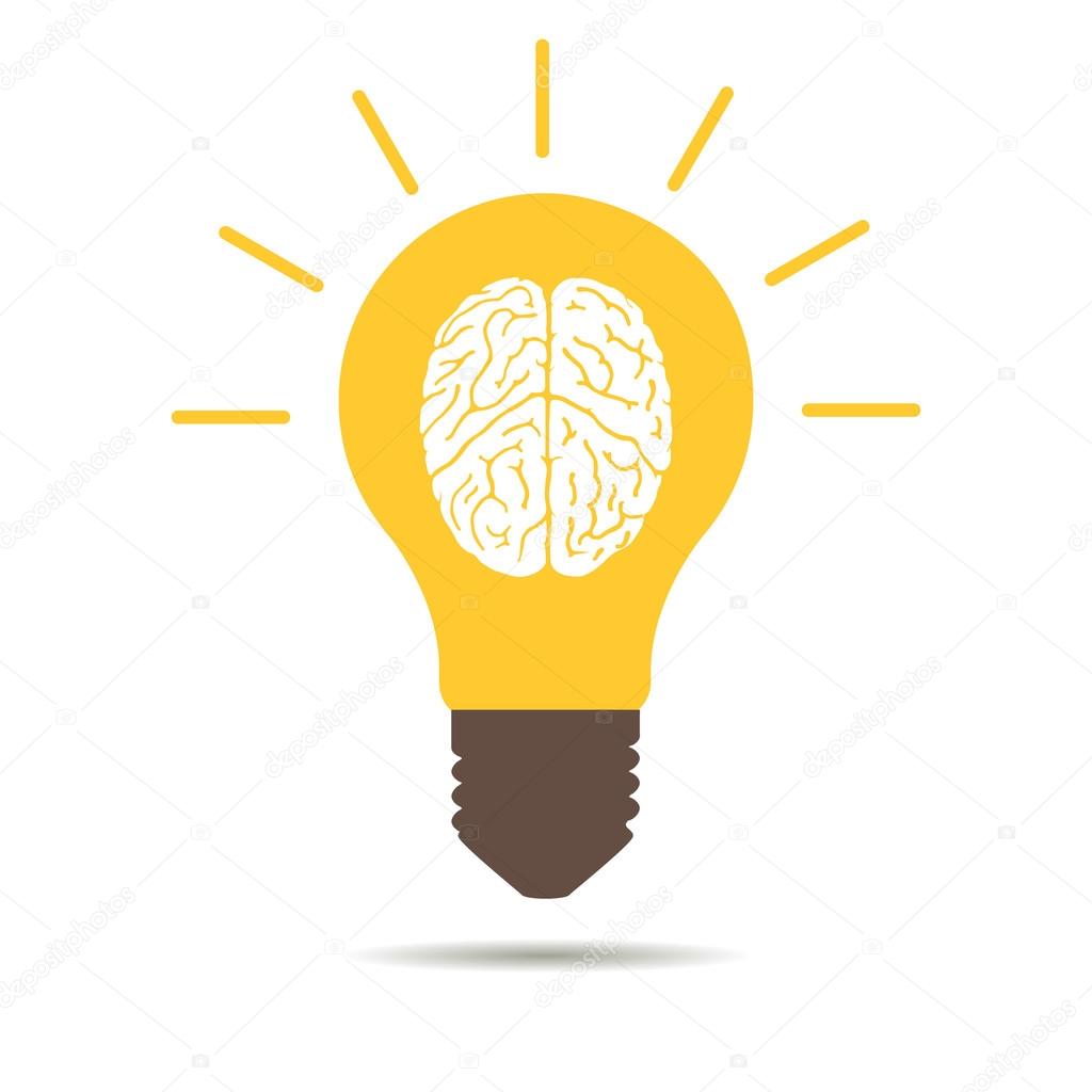 Light bulb Brain icon on a white background Stock Illustration by ... Light bulb Brain icon on a white background Stock Illustration by ...