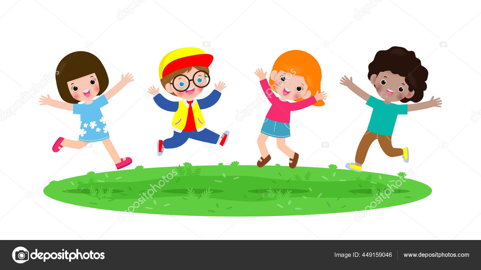 Happy Kids Jumping Clipart