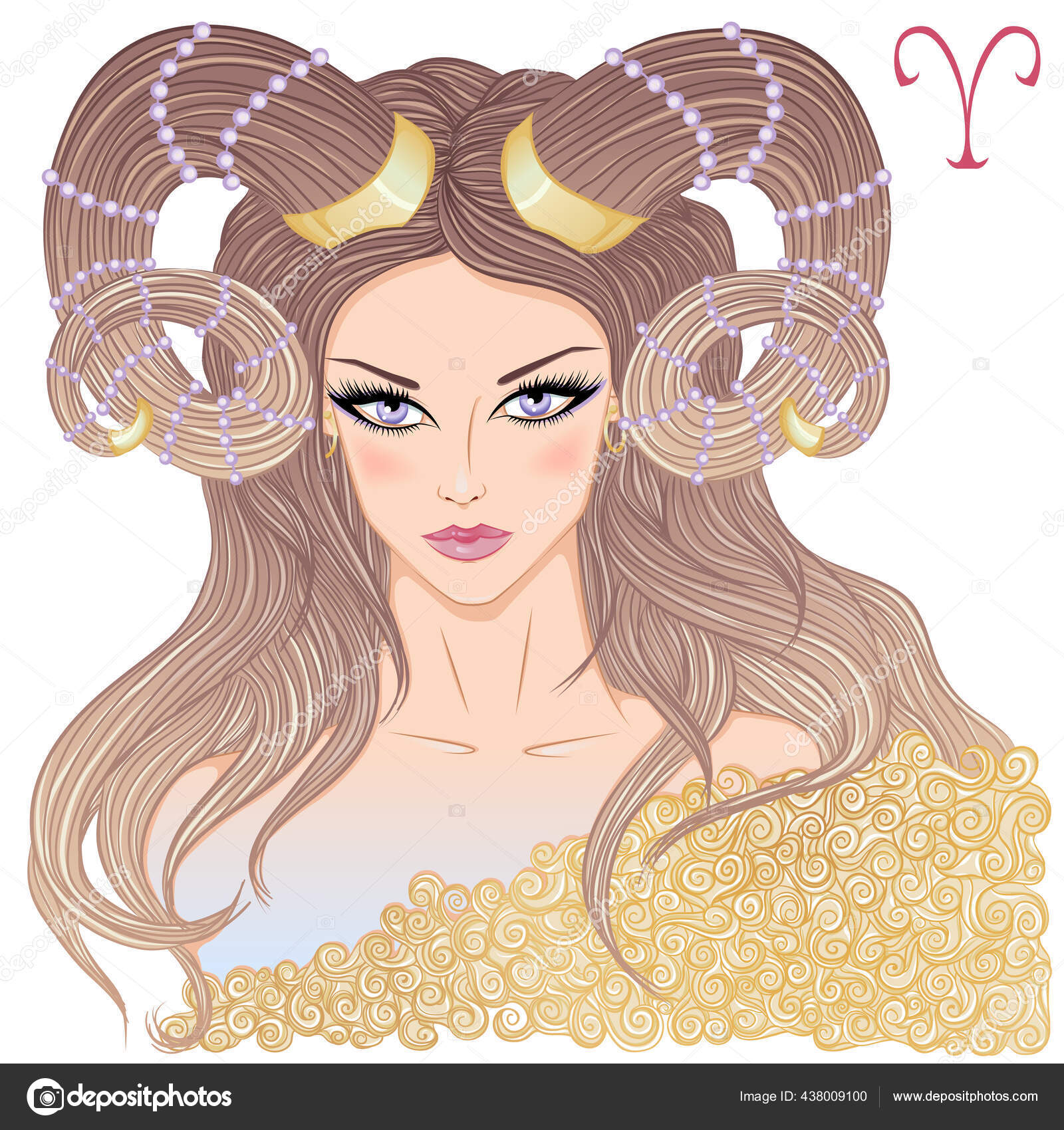 Astrological sign of Aries as a beautiful girl Stock Vector by ©ennona ...