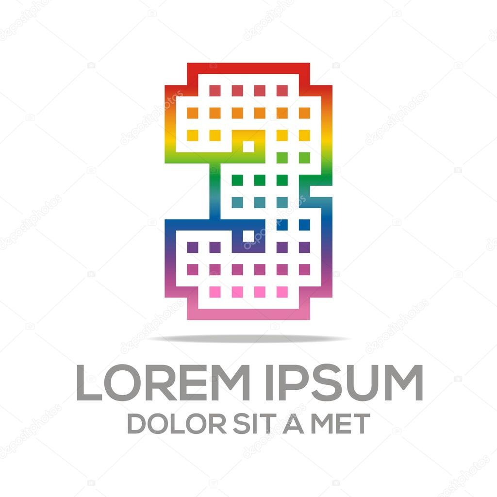 Abstract Number Three Vector Logo Colorful Design — Stock Vector ...