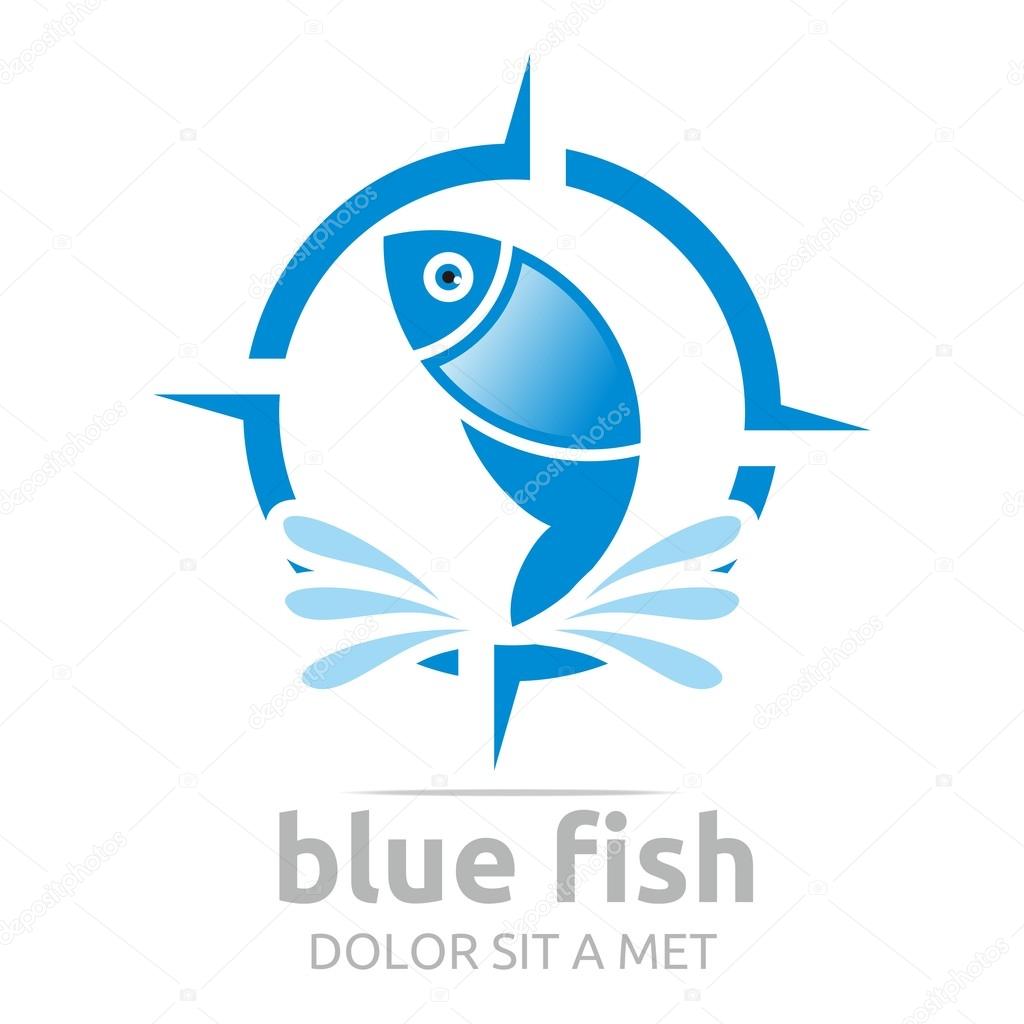 Logo azul peces círculo diseño icono símbolo vector 2024