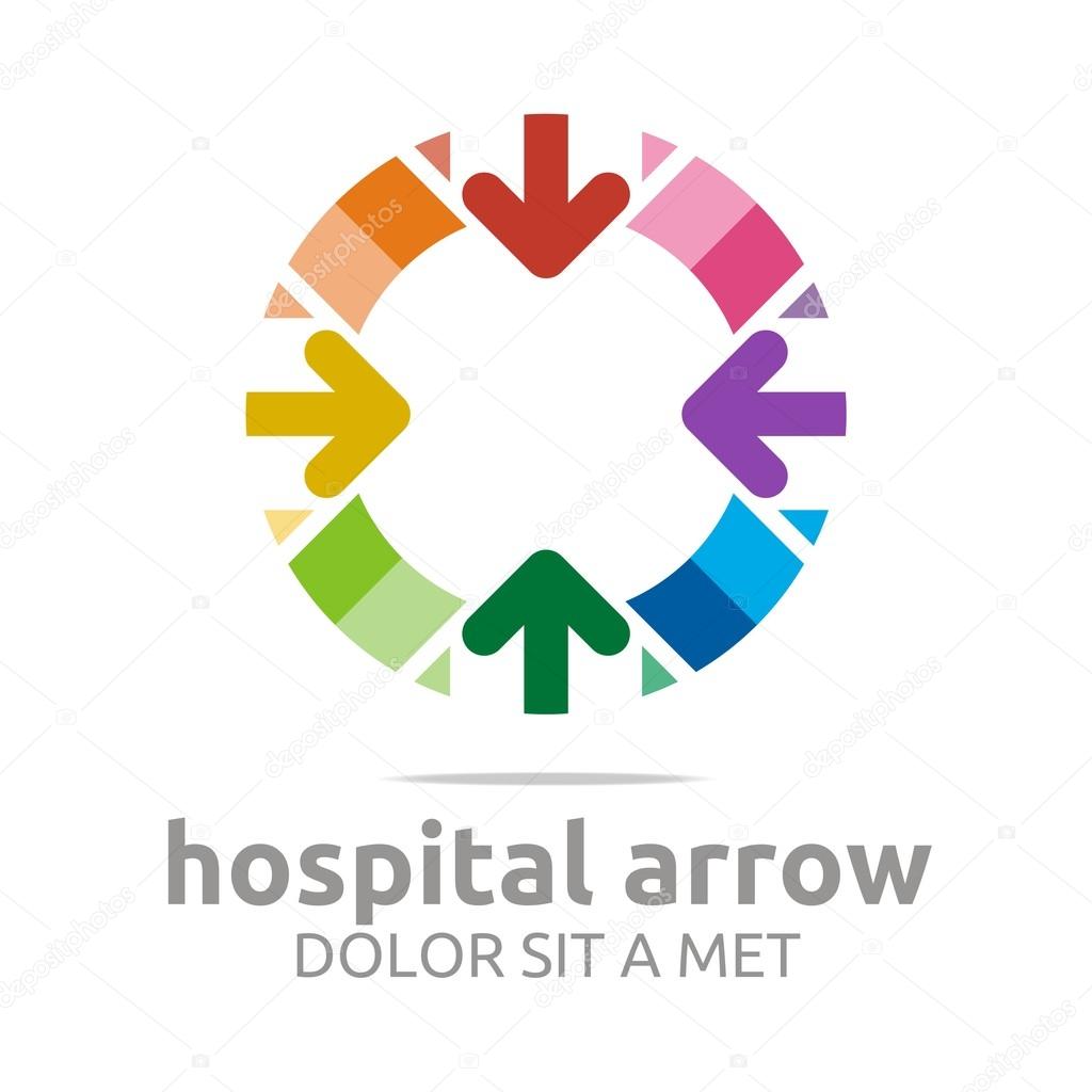 Abstract logo hospital arrow tringle colorful icon vector — Stock ...