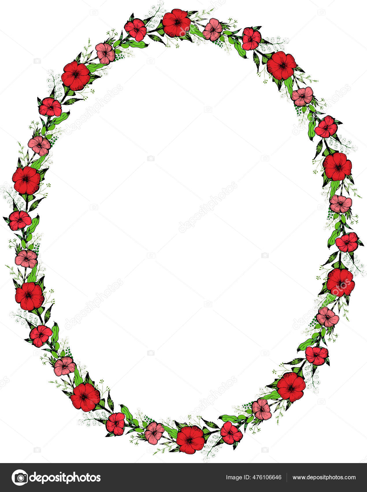 Pattern Vertical Ellipse Frame Flowers Leaves Design Photo Diary Pages ...