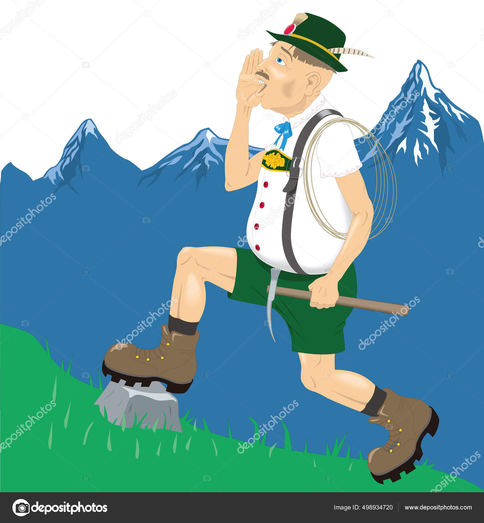 Yodel Mountain Austria Man Switzerland Travel Vector Illustration ...