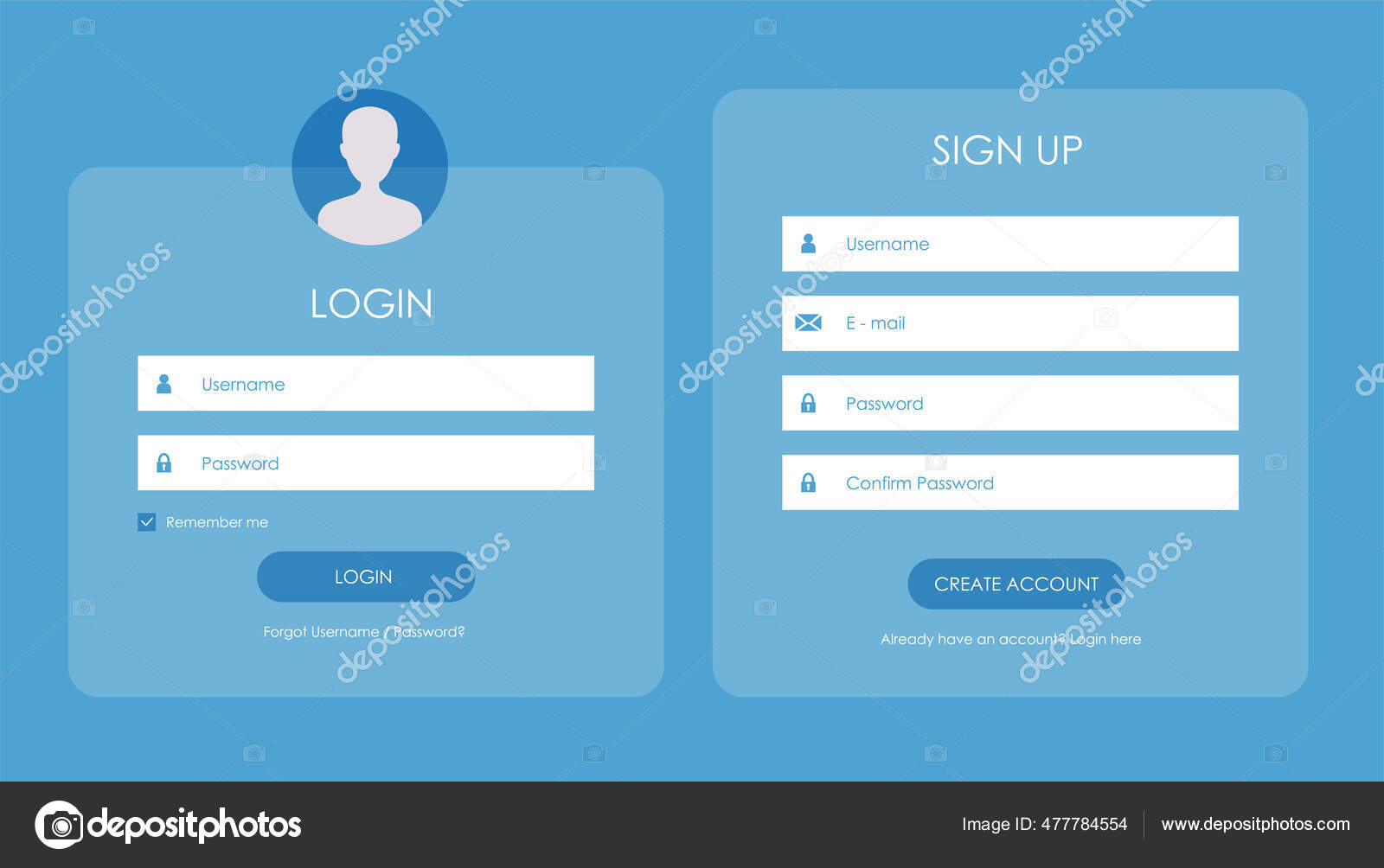 Registration Form Login Form Page Vector Template Your Design Website ...