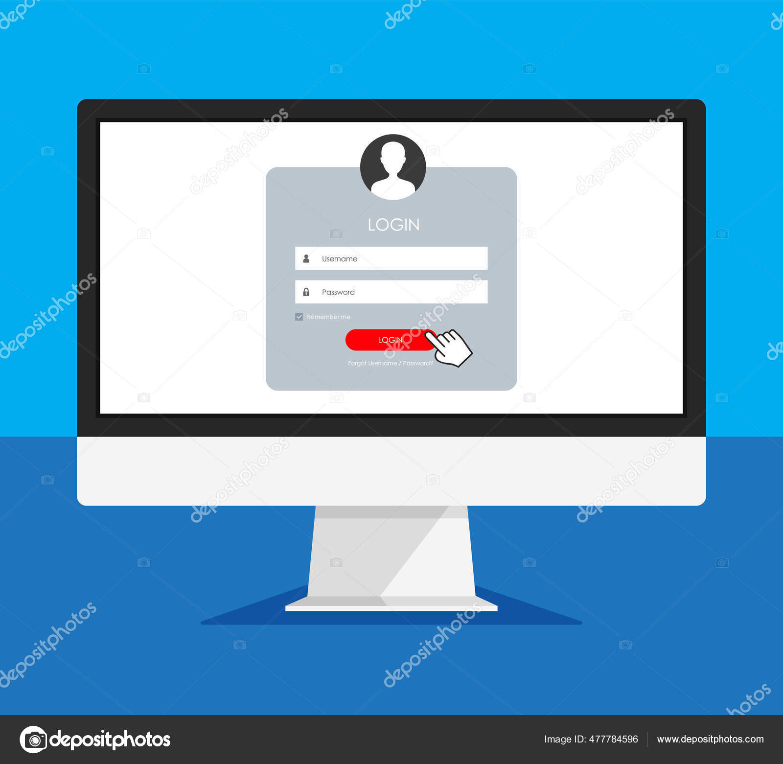 Registration Form Login Form Page Monitor Display Vector Template Your Stock Vector by ...
