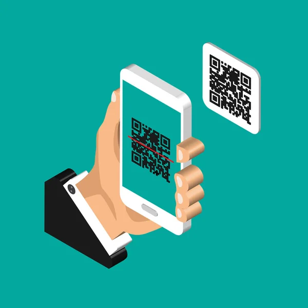 Isometric Smartphone Code Screen Process Scanning Code Phone Label ...