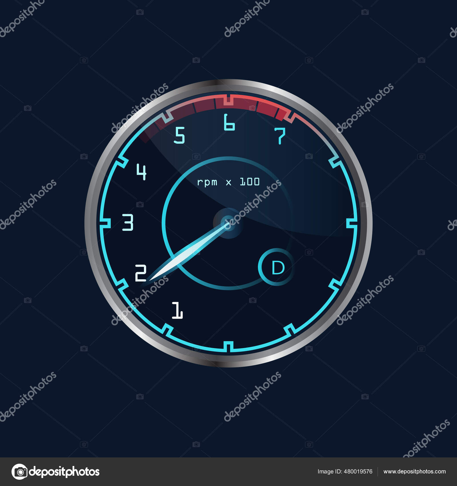 Dashboard Speedometer Realistic Sensor Panel Arrows Vehicle Tachometer ...