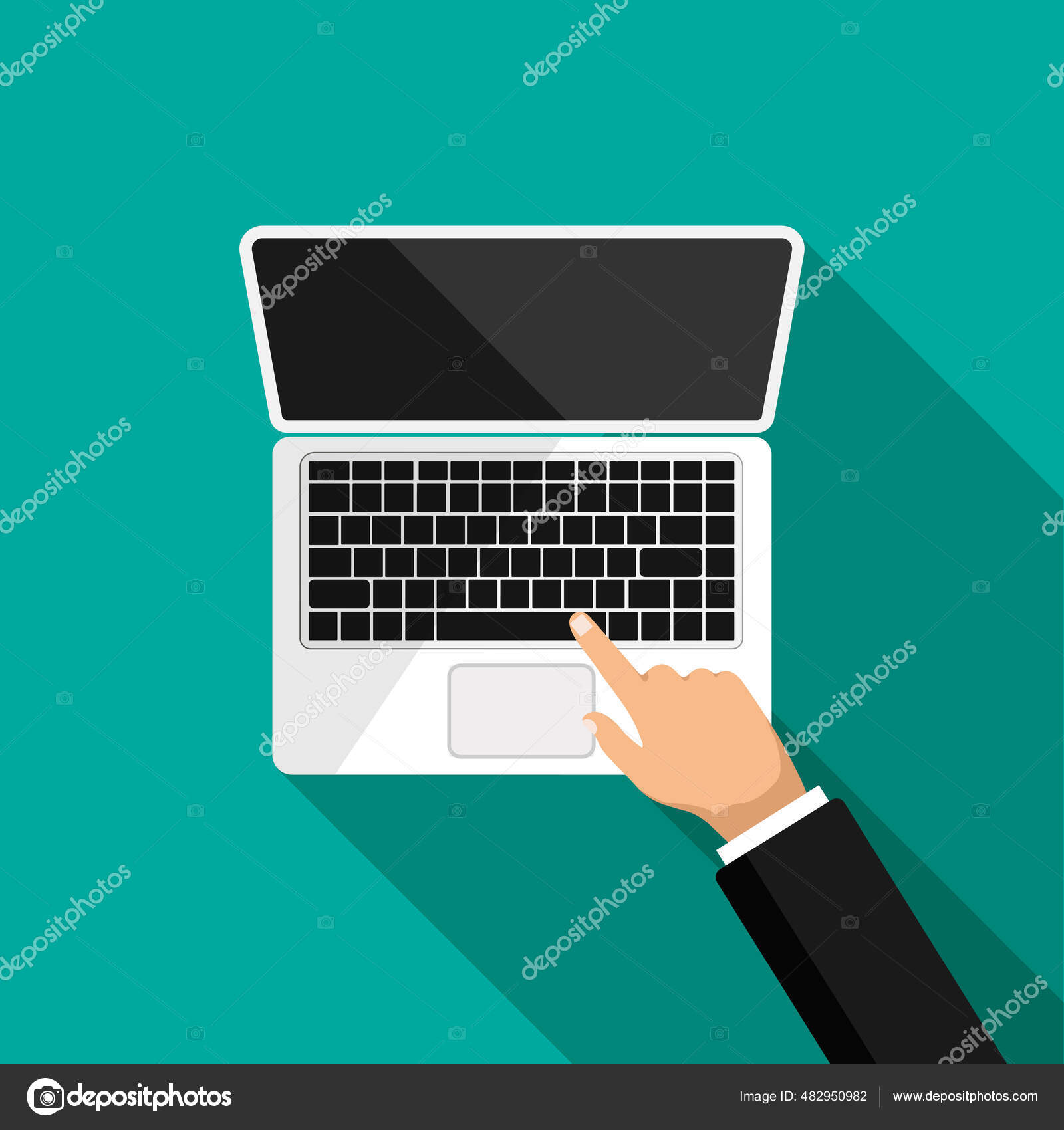 Man Working Laptop Type Print Keyboard Computer Template Empty White ...