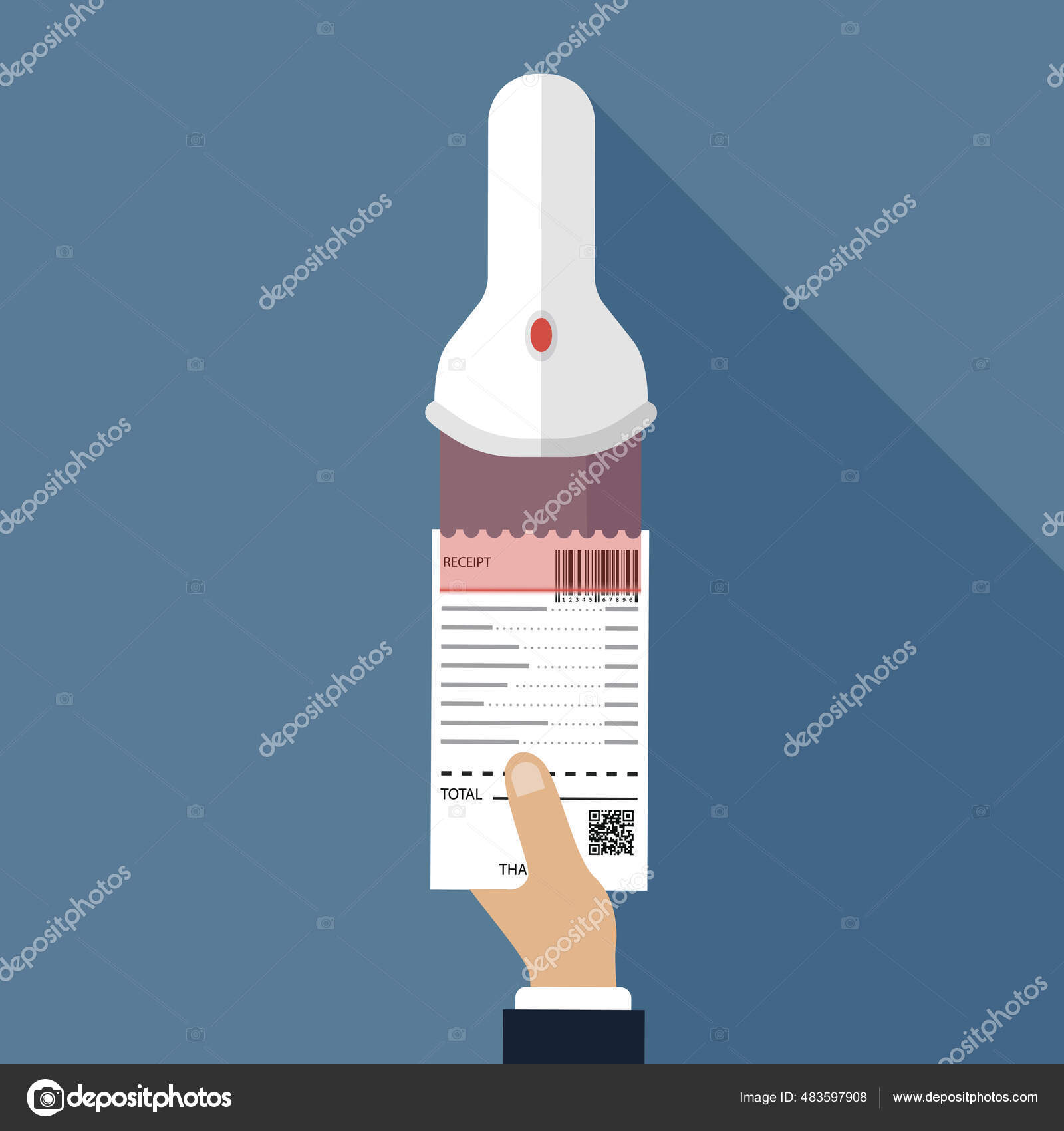 Hand Holds Scan Receipt Barcode Scanning Barcode Label Sticker Vector ...