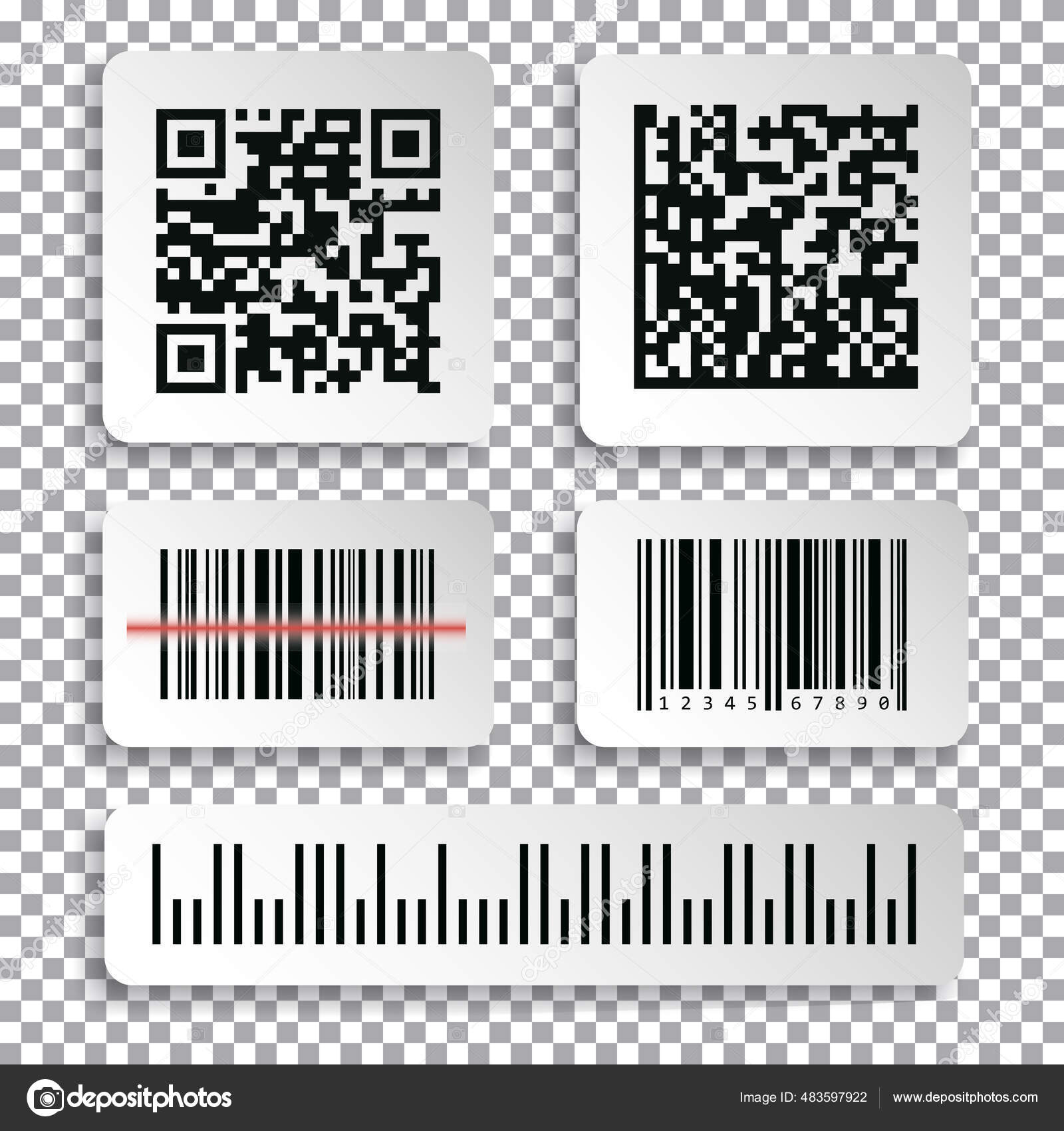 Conjunto Código Barras Realista Código Icono Negro Etiqueta Engomada ...