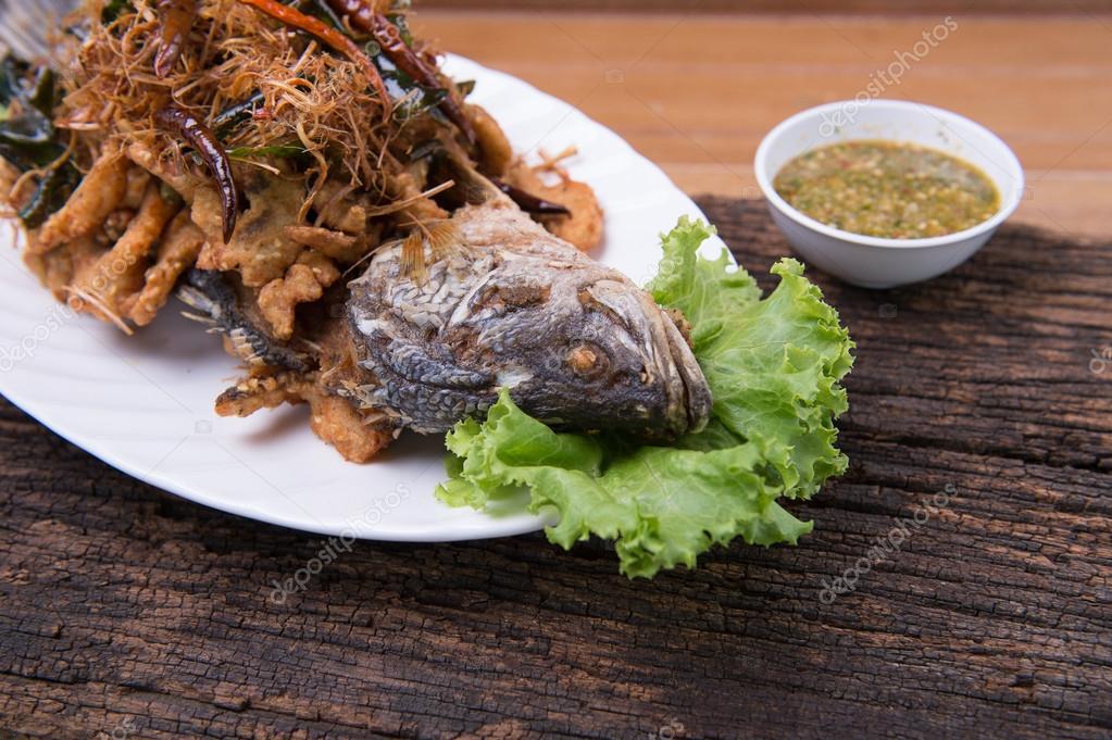 Thai food menu,Deep Fried Snapper Fish with Thai Herb. Thai food and ...