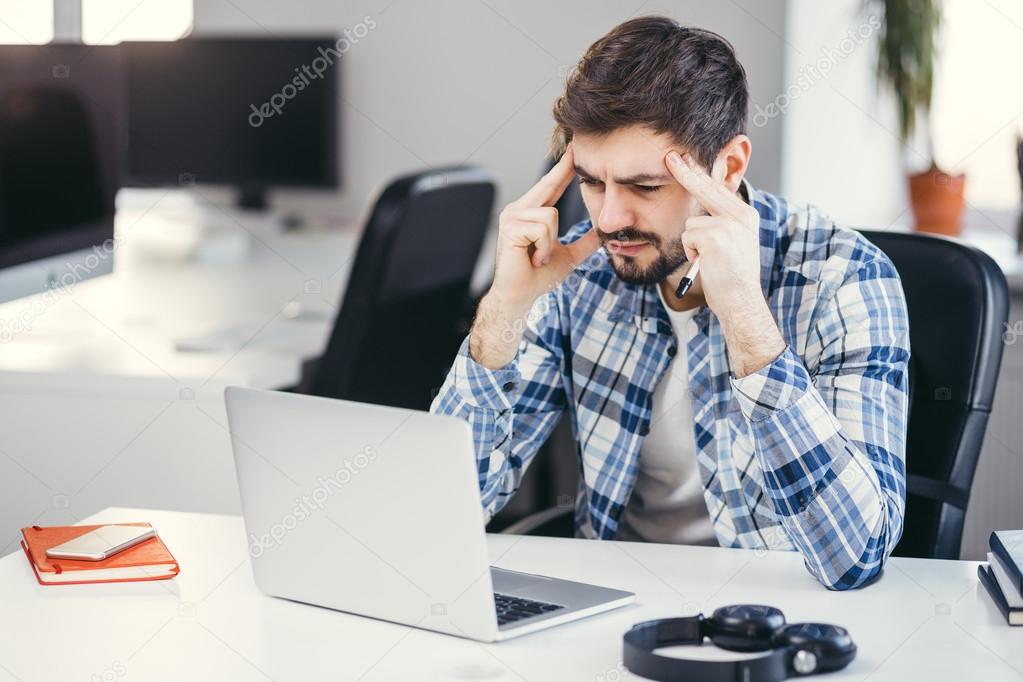 Exhausted Man Working