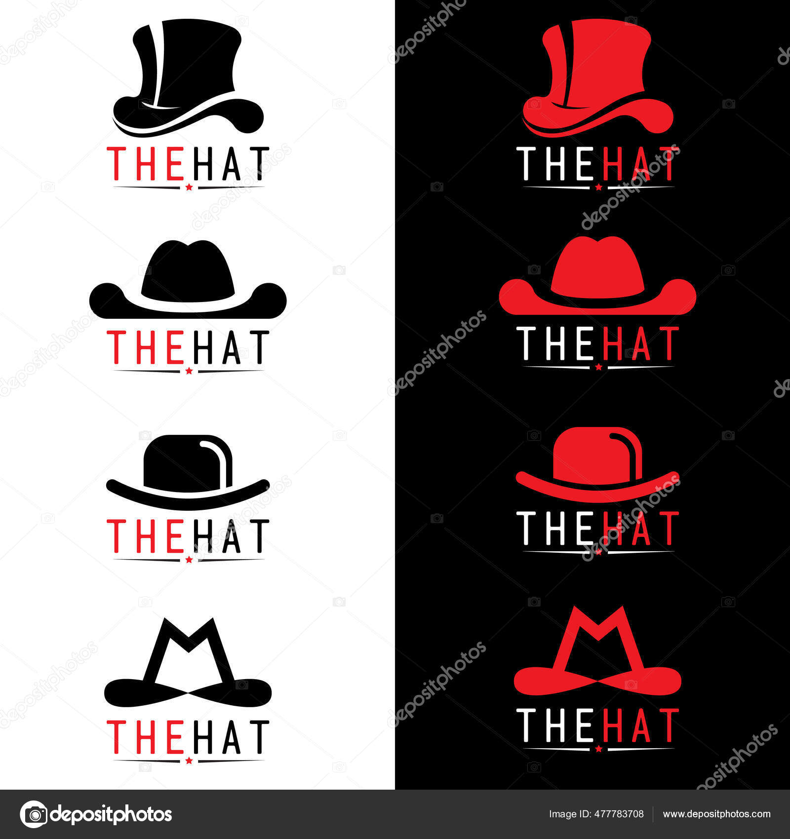 Black Red Hat Logo Vector Set Design Stock Vector by ©Beginos 477783708