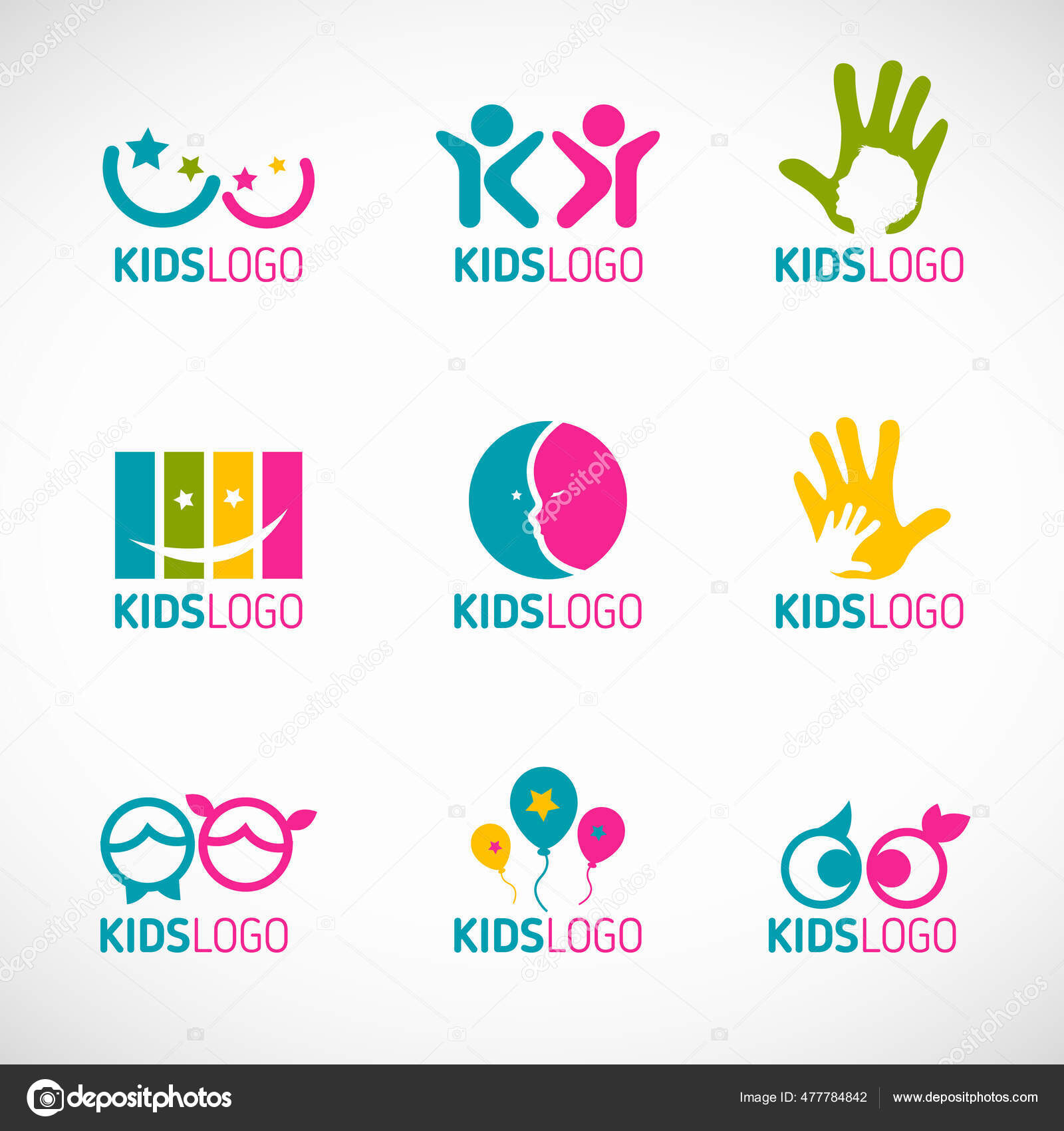 Kids Logo Vector Set Design Stock Vector Image by ©Beginos #477784842