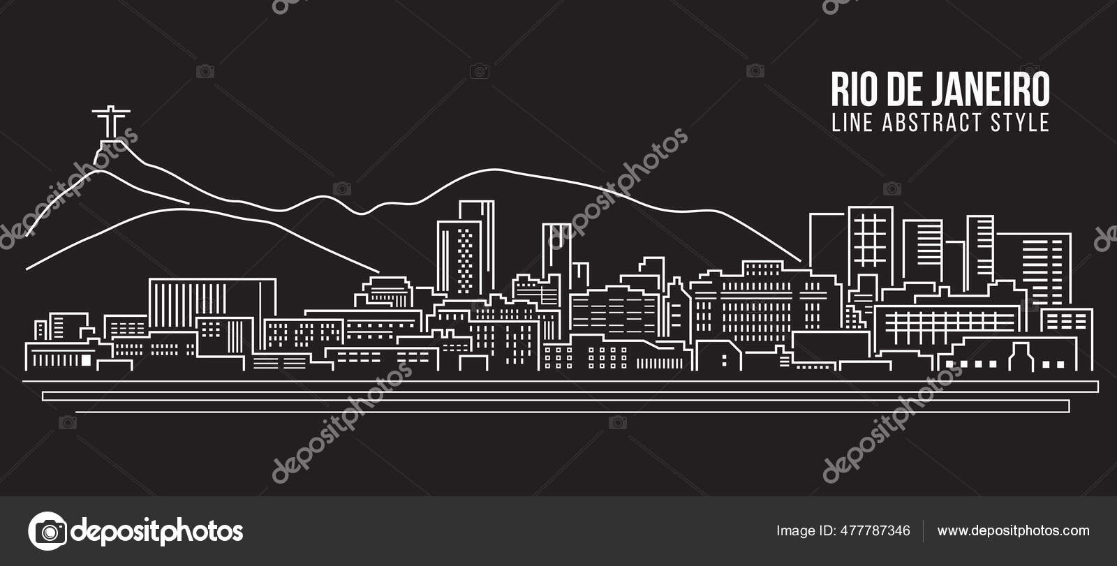 Cityscape Building Line Art Vector Illustration Design Rio Janeiro City ...