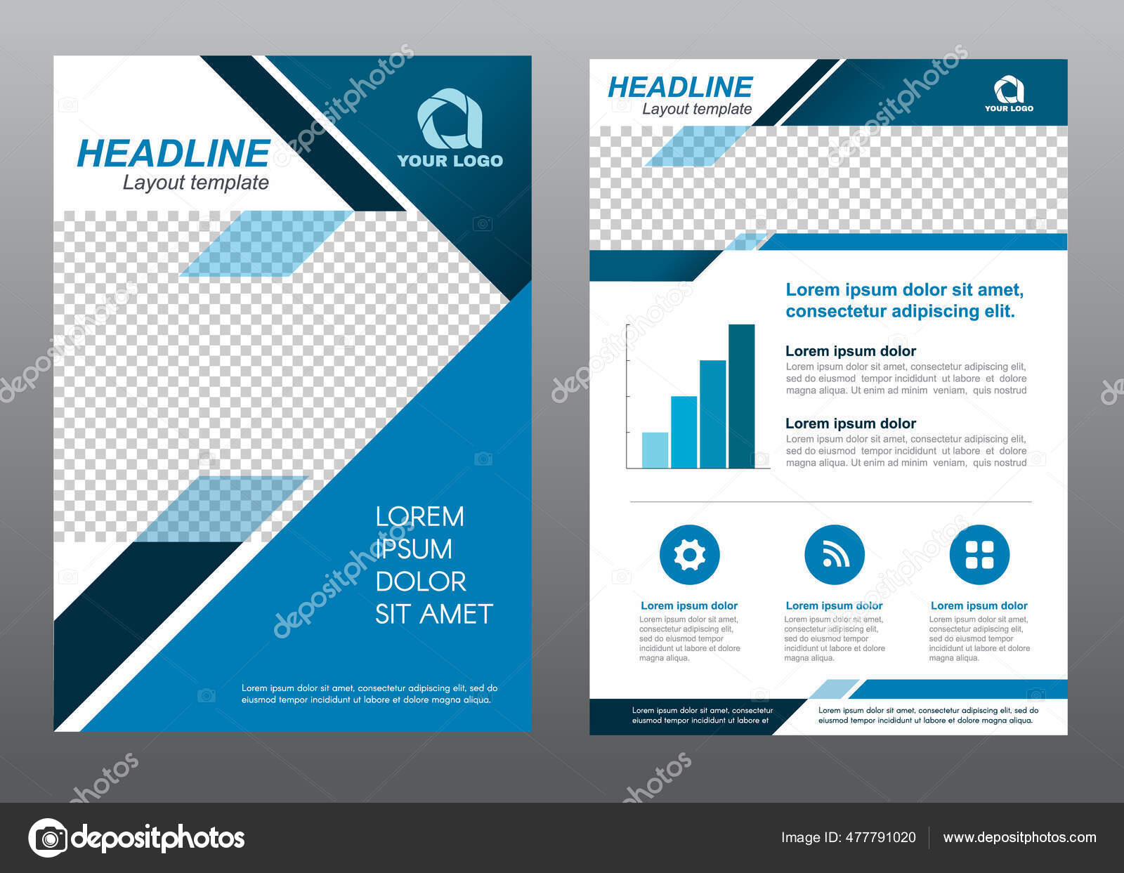 Layout Flyer Template Size Cover Page Blue Tone Vector Design Stock ...