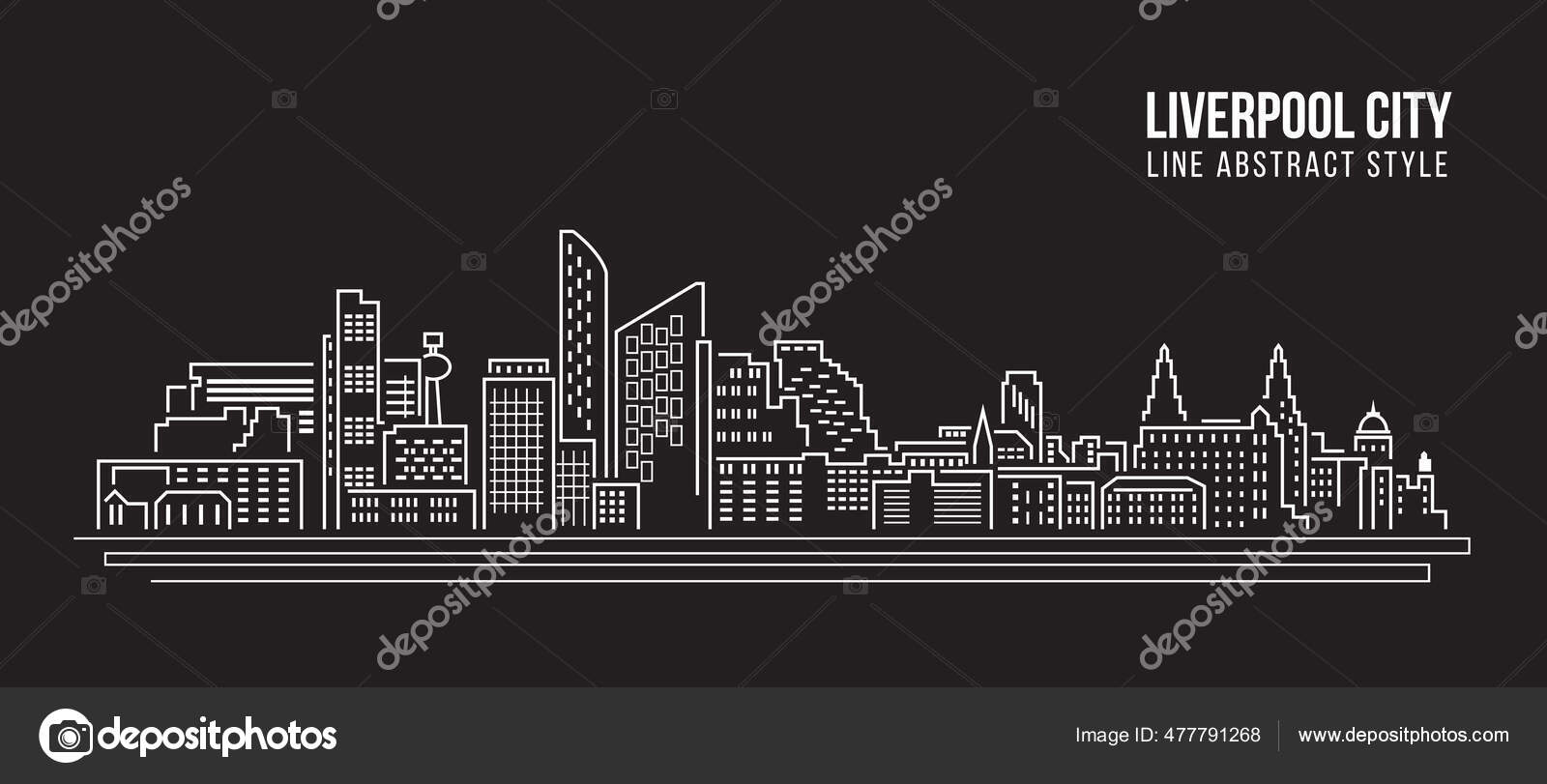 Cityscape Building Line Art Vector Illustration Design Liverpool City ...