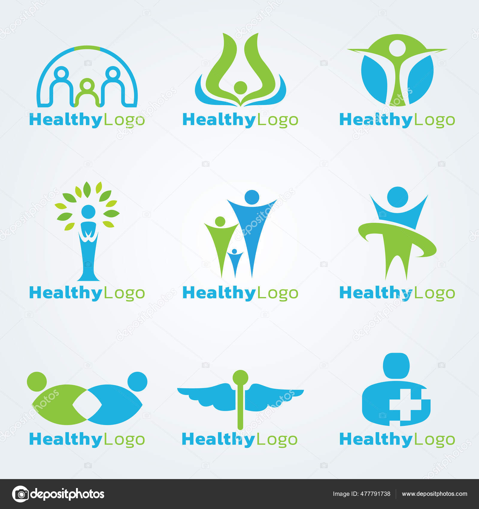 Blue Green Healthy Logo Vector Set Design Stock Vector by ©Beginos ...
