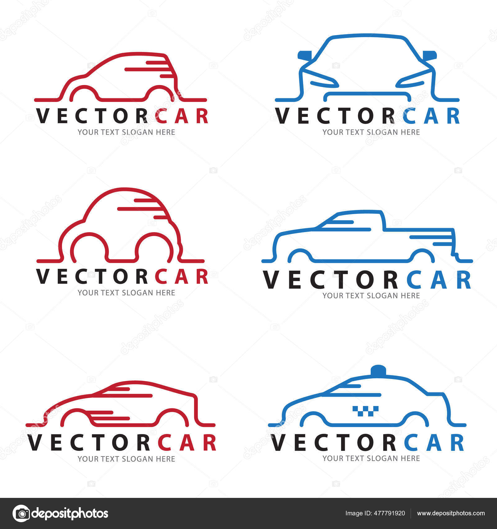 Red Blue Line Car Logo Sign Vector Set Design Stock Vector Image by ...