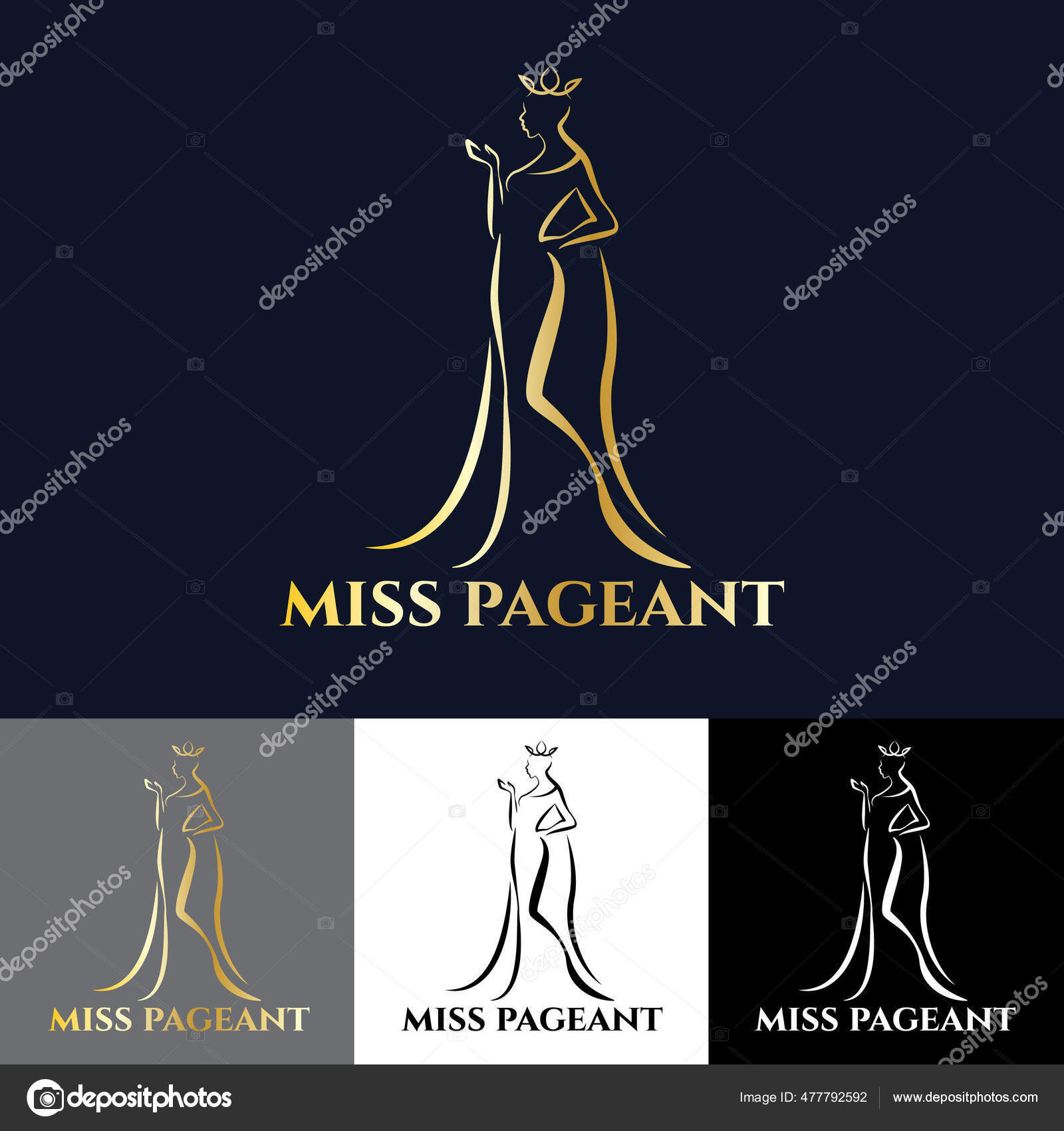 Gold Miss Lady Logo Pageant Vector Art Design Stock Vector Image by ...