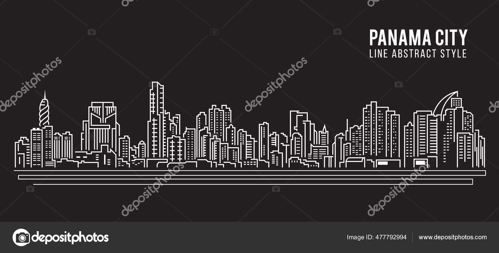 Cityscape Building Line Art Vector Illustration Design Panama City ...