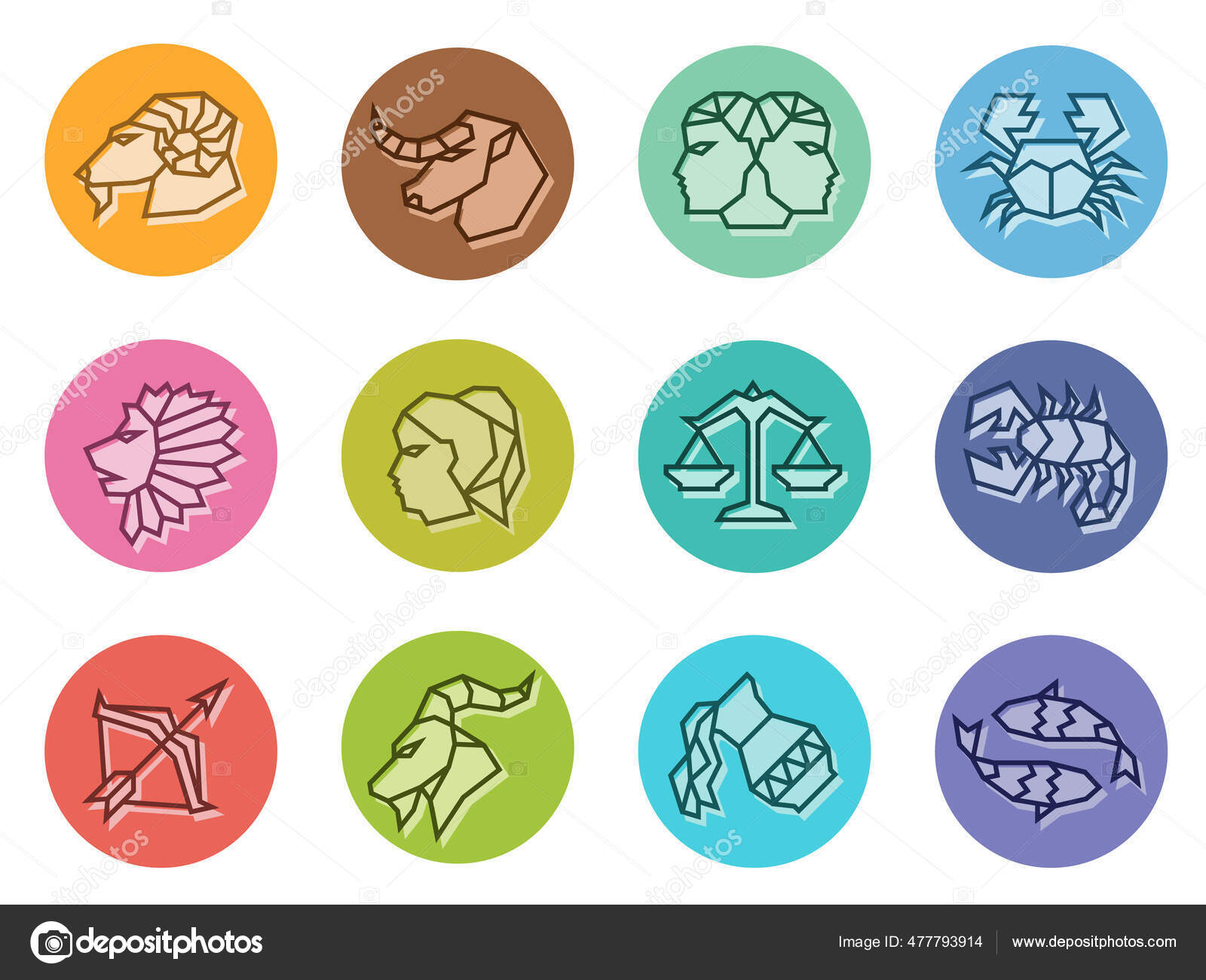 Horoscope Zodiac Line Border Sharp Sign Icon Circle Vector Illustration ...