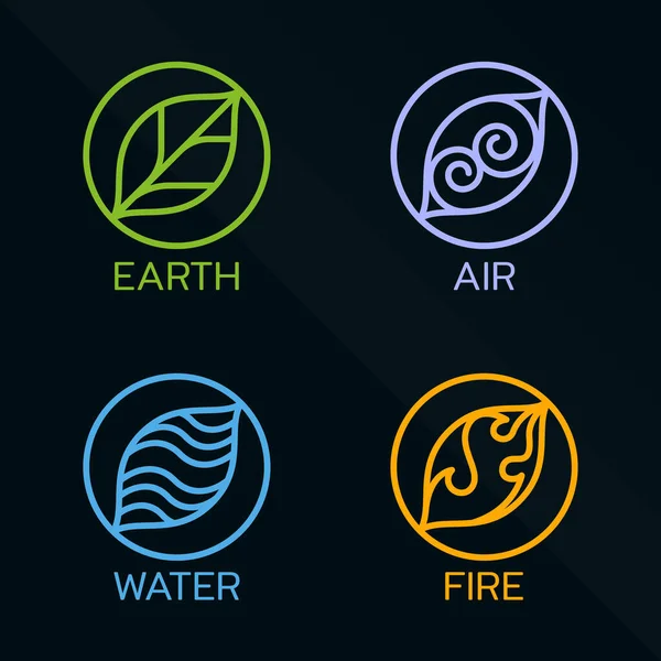 Elements Nature Symbols Earth Water Air Fire Symbols Circle Line Stock Vector by ©Beginos 502032040