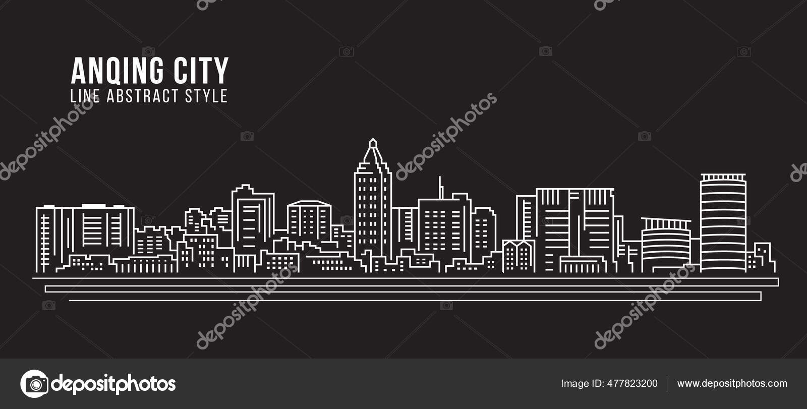 Cityscape Building Line Art Vector Illustration Design Anqing City ...